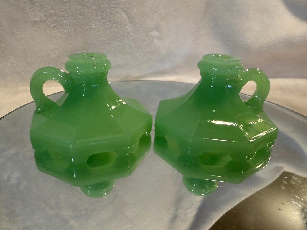 Vintage House Glass Jadeite Lamp Base or Candleholders! - Etsy