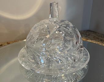 Vintage Fifth Avenue Portico Crystal Butter Dish, Covered Crystal 1/4 ...