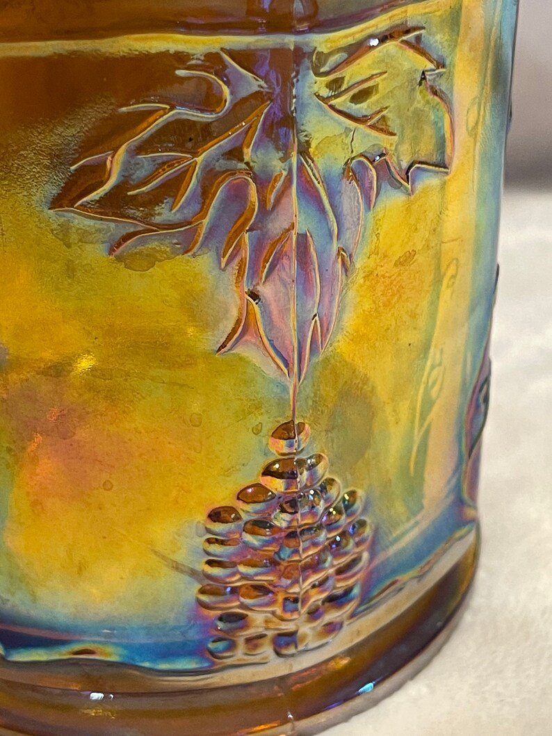 Vintage Gold Carnival Glass Canister - Etsy