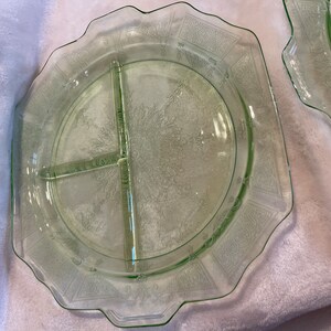 Vintage Green Depression Glass Divided Plates - Etsy