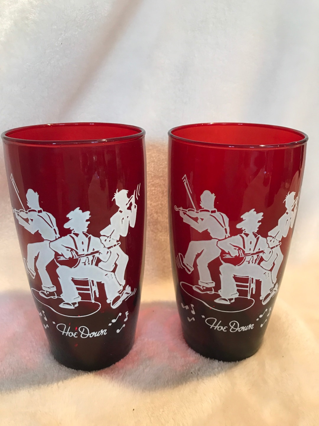 Vintage Ruby Red Hoe Down Glasses - Etsy