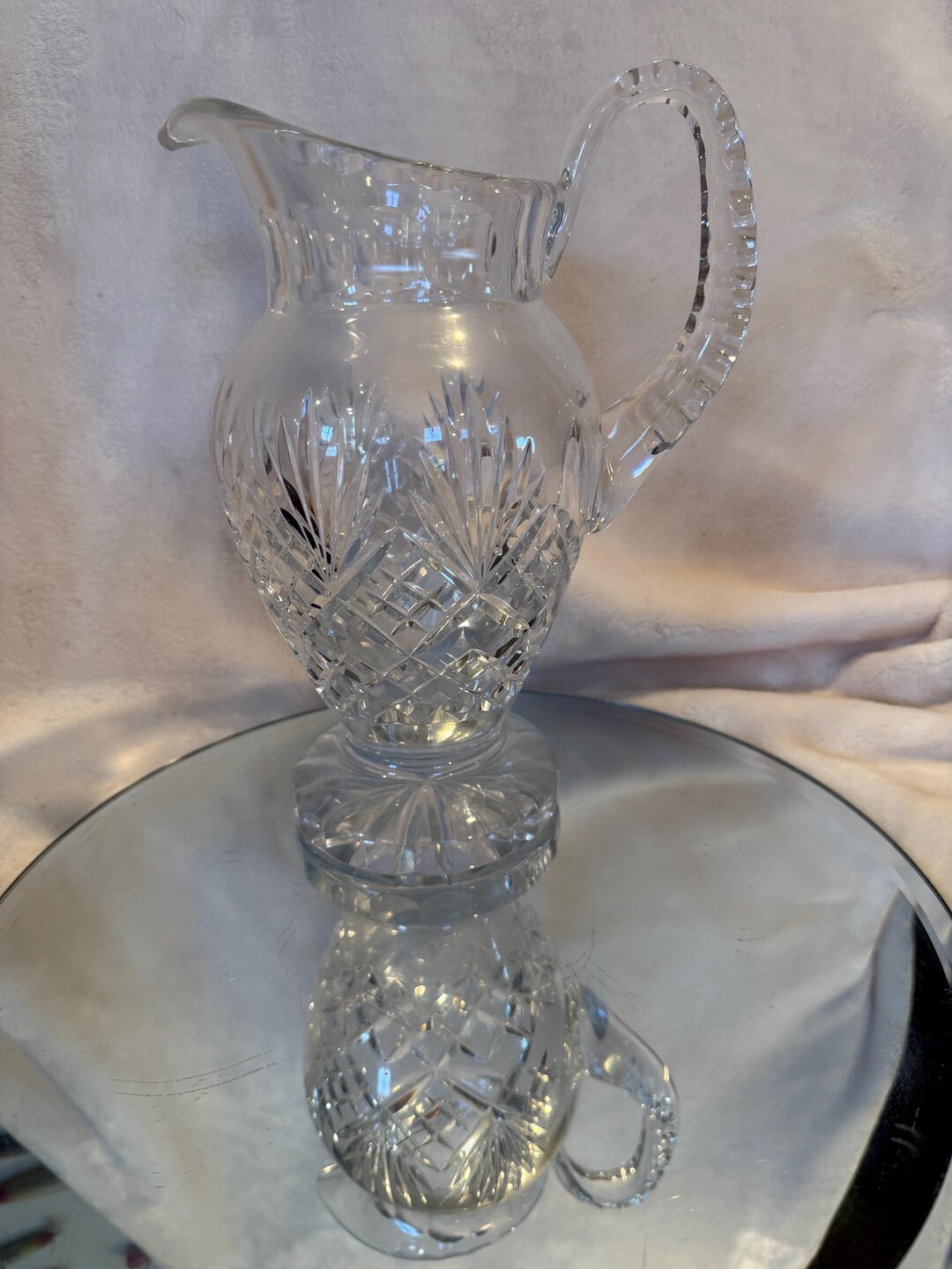 Vintage Pineapple & Thumbprint Diamond Cut Crystal Pitcher - Etsy