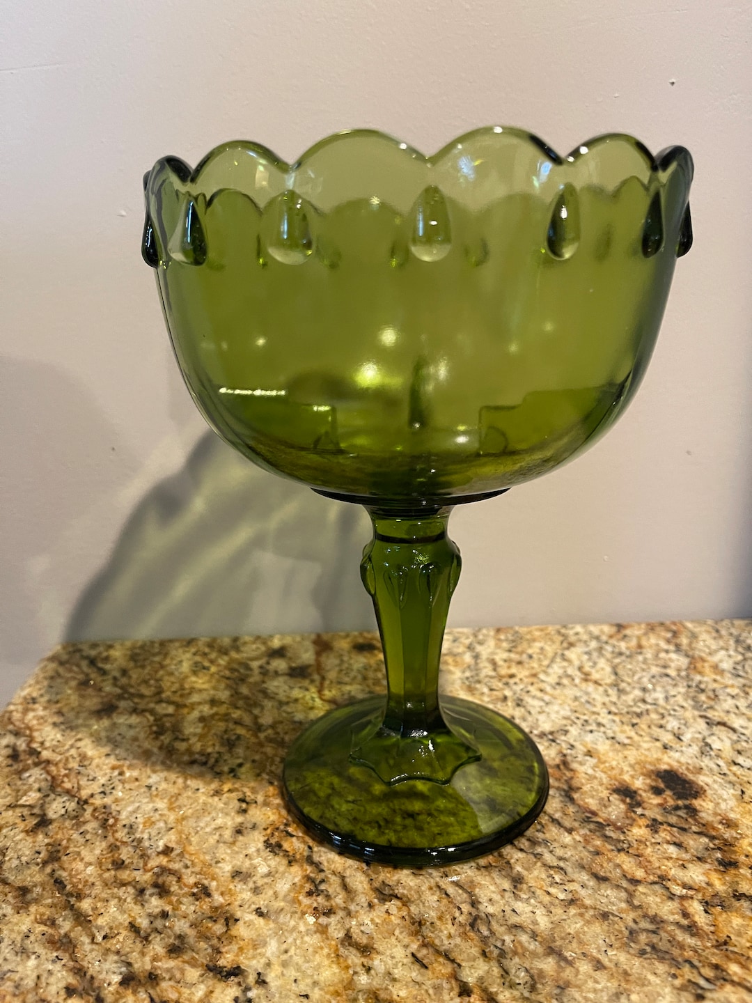 Vintage Green Compote Dish - Etsy