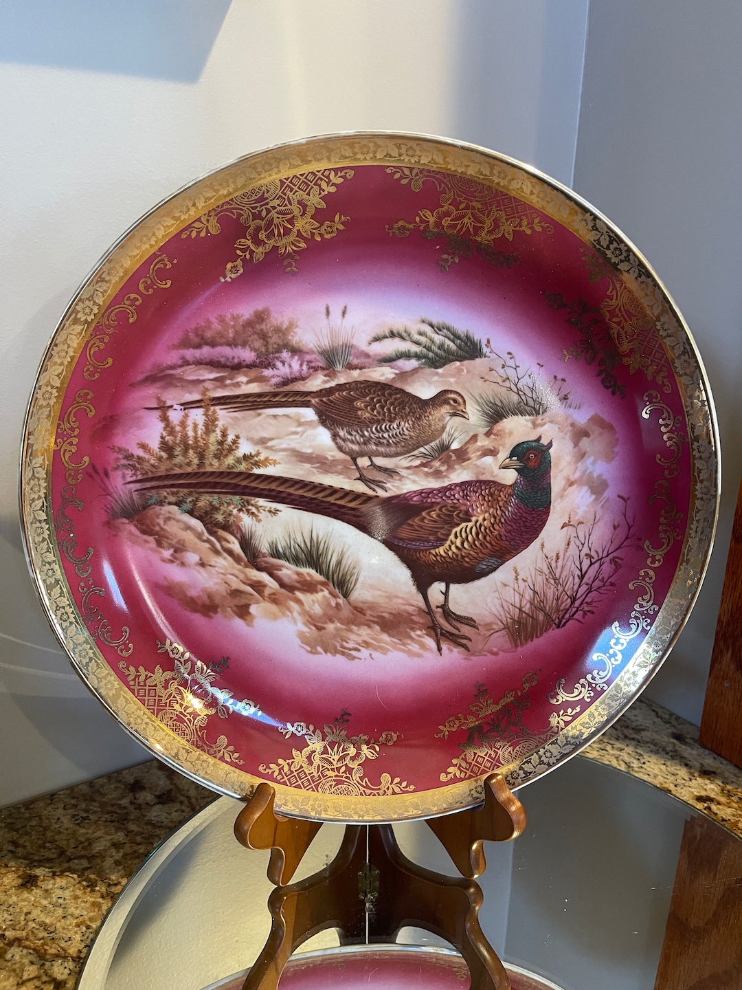 Vintage Bavarian Pheasants Plate - Etsy
