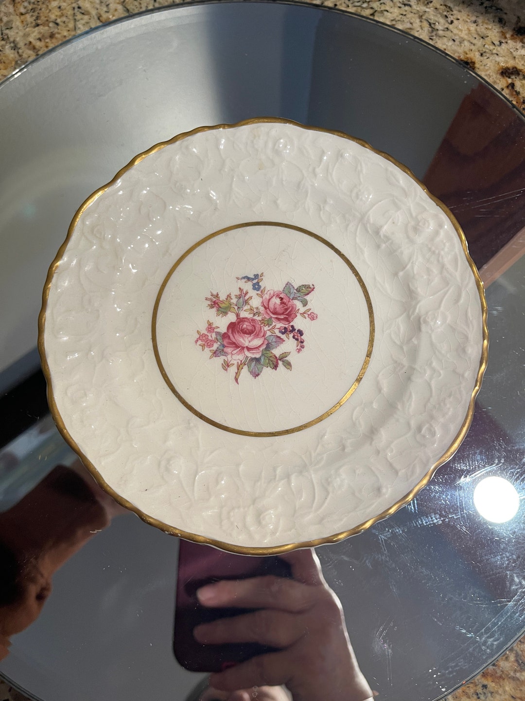 Vintage Pope Gosser “rose Point Bread Plates - Etsy