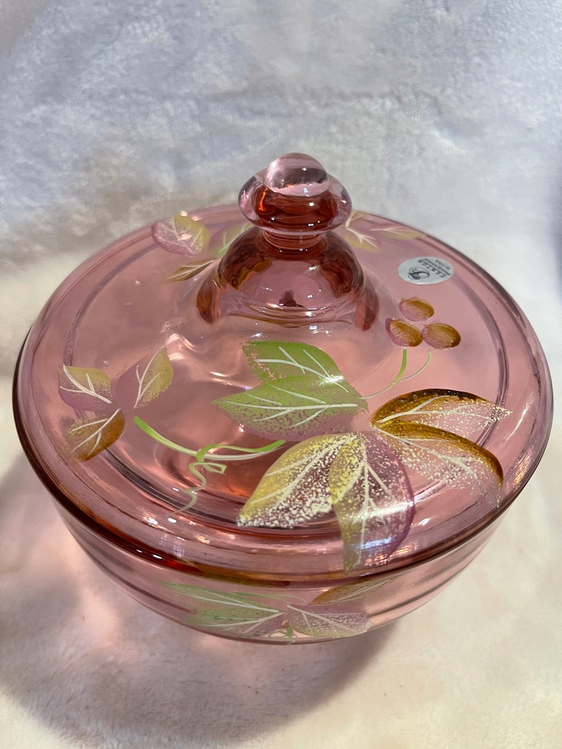 Vintage Fenton Hand Painted Candy Dish - Etsy