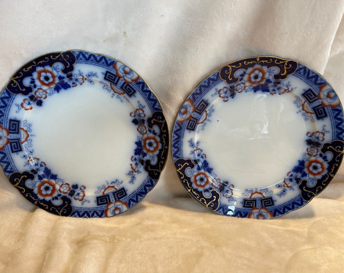 Antique Mercer Semi-vitreous Blue Flow Plates - Etsy