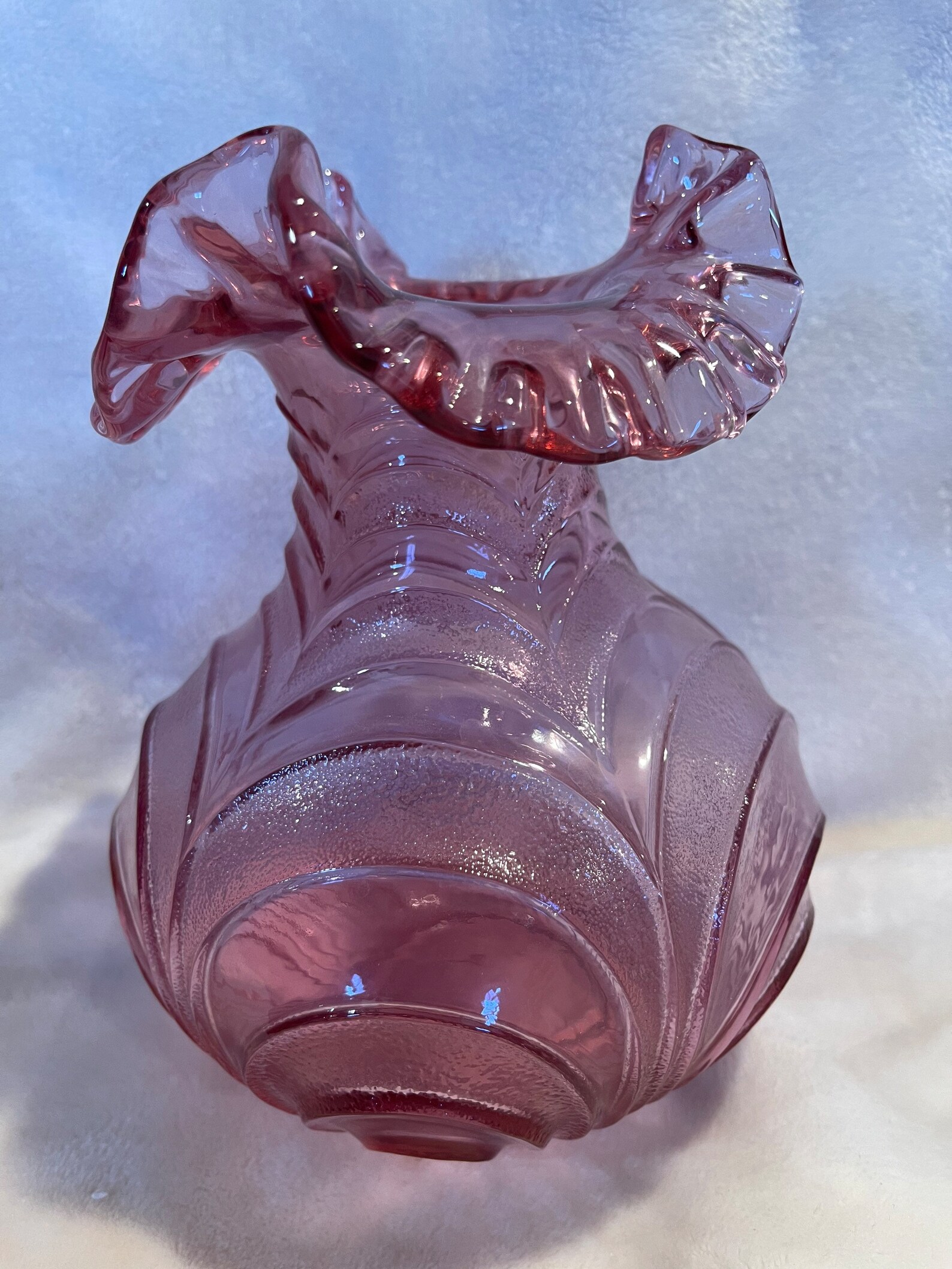 Vintage Fenton Pink Swirl Vase - Etsy