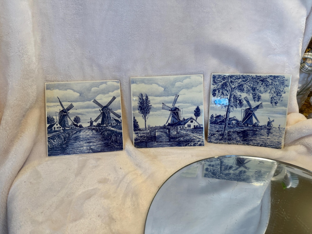 Vintage Ceramic Dutch Windmill Tiles - Etsy