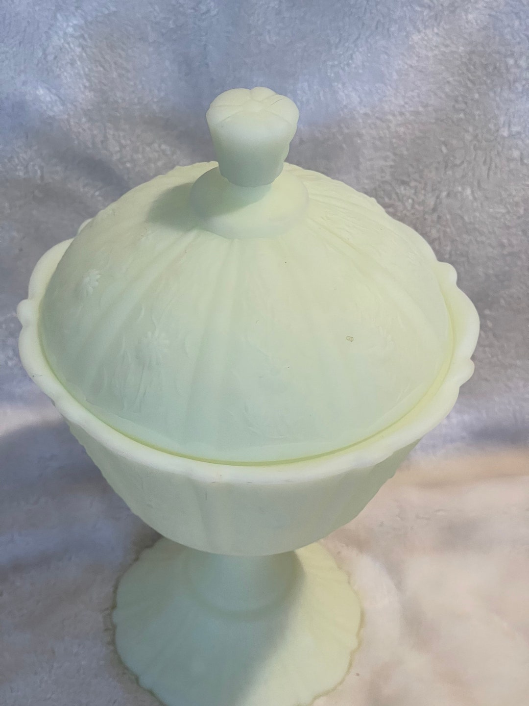 Vintage Fenton Lime Green Uranium Glass Candy Compote Dish - Etsy