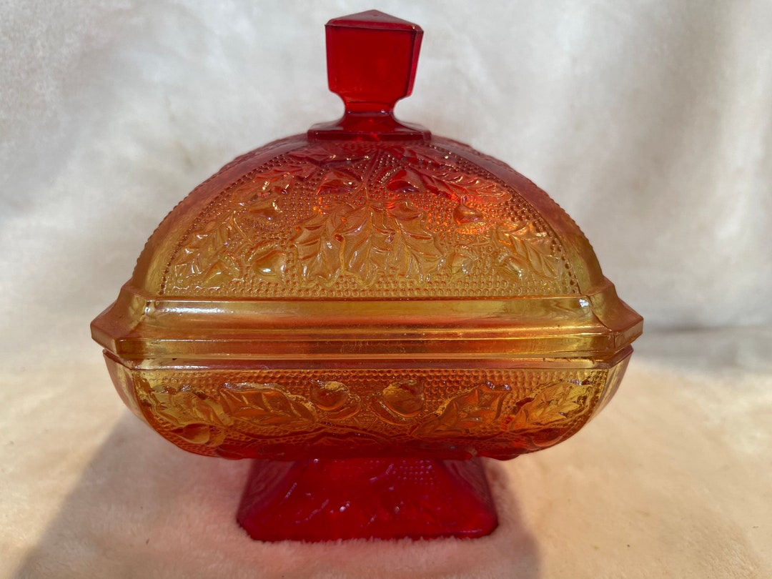 Vintage Amberina Candy Dish - Etsy