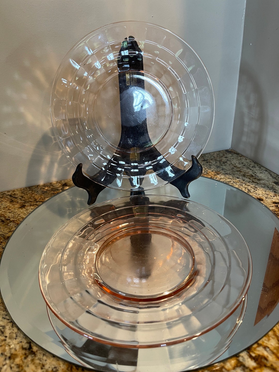 Vintage Depression Pink Glass 8” Plates - Etsy