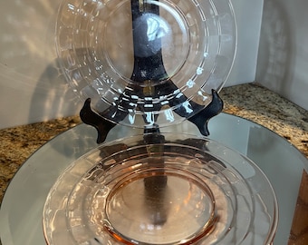 Vintage Pink Glass Depression Glass Square Plate - Etsy