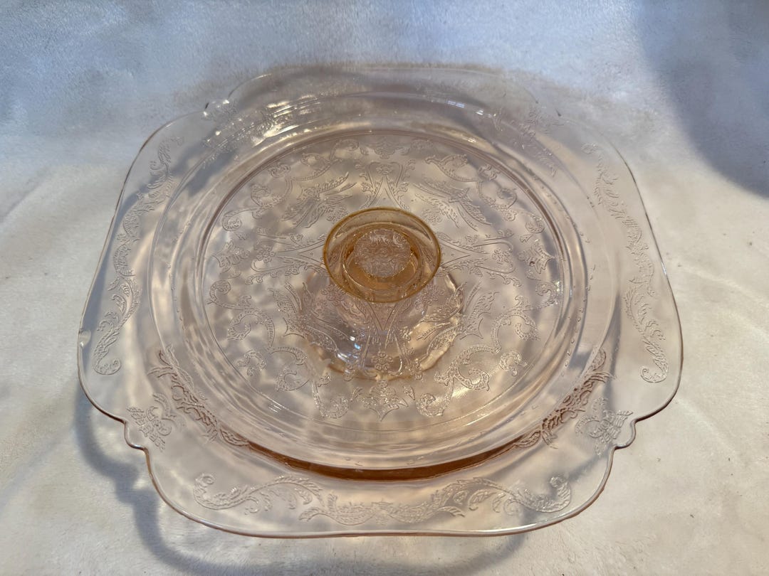 Vintage Pink Depression Glass Cake Stand - Etsy