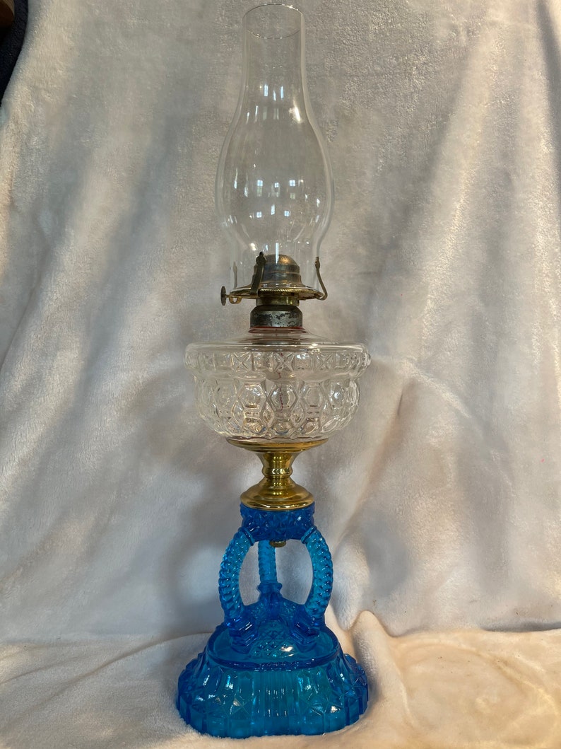 Vintage Kerosene Lamp/Lantern-Blue and Clear | Etsy