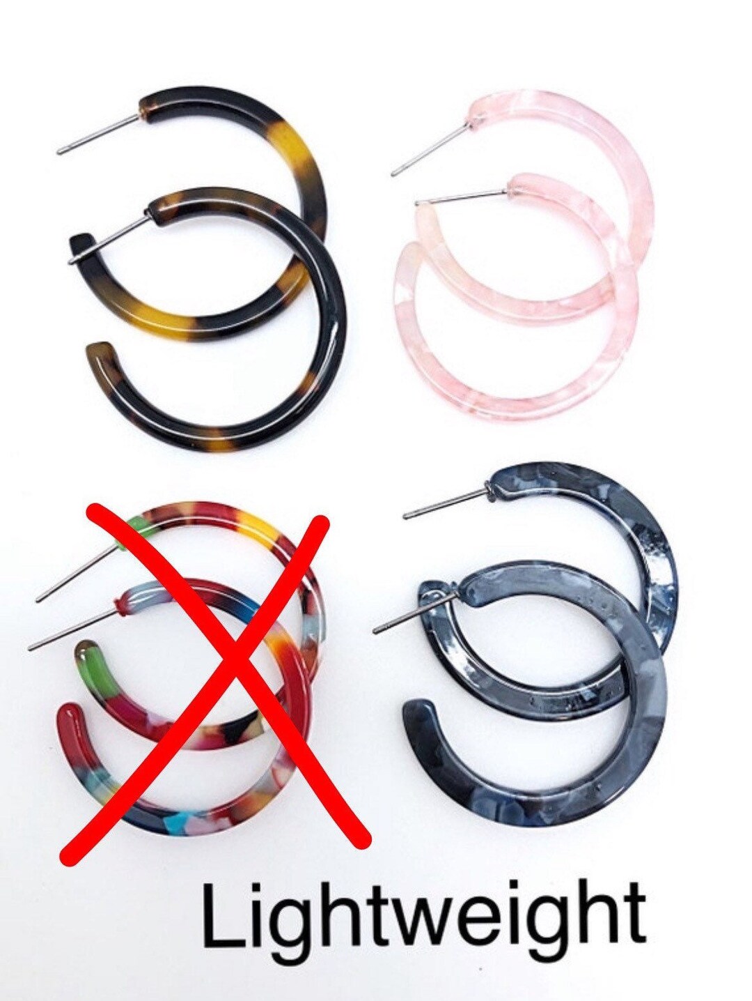 Multi Colored Resin Skinny Hoops, Multi Color Acetate Hoops, Tortoise ...