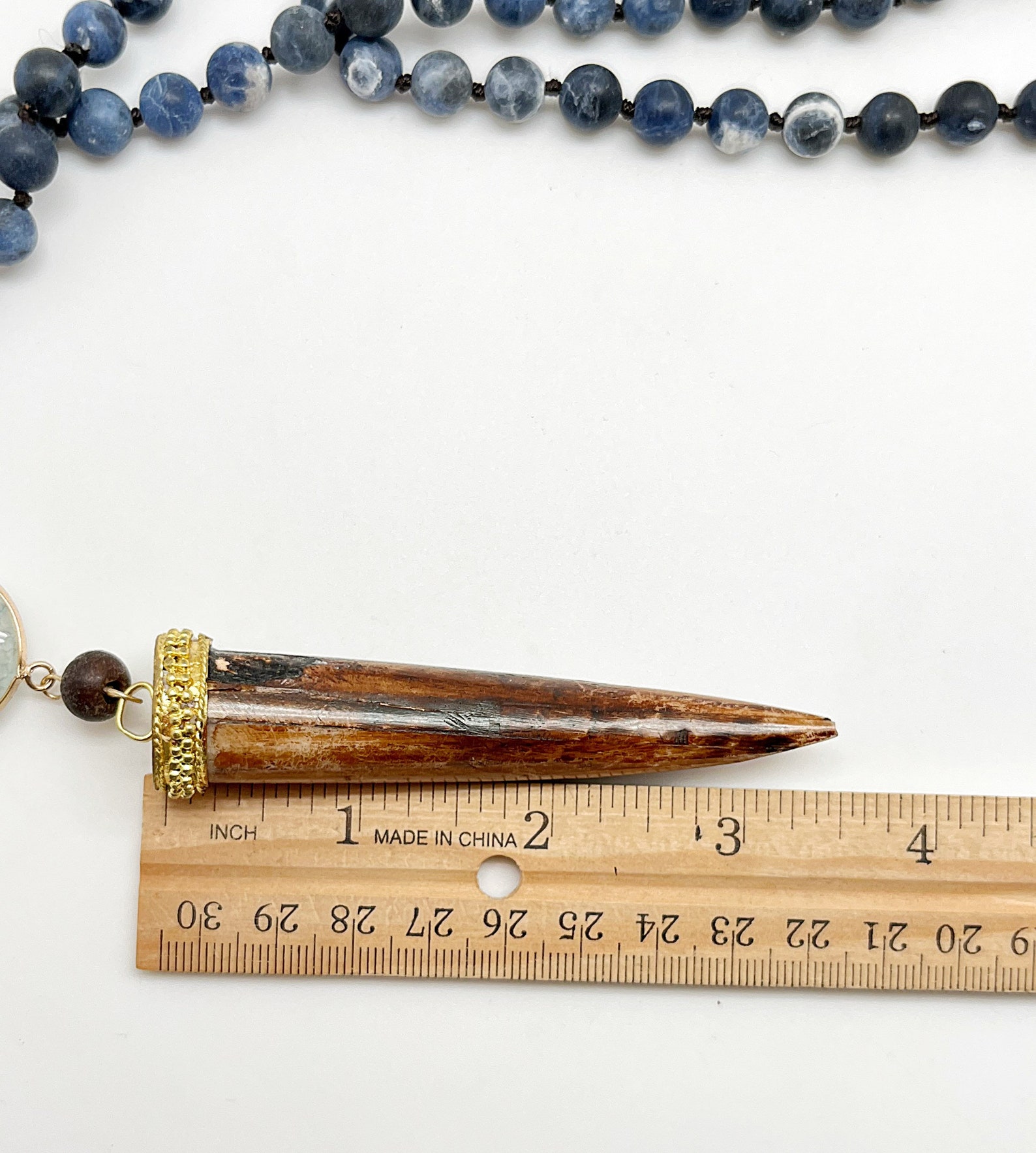 Sale Agate Discs & Brown Horn on Long Knotted Gemstone Necklaces, Sale ...