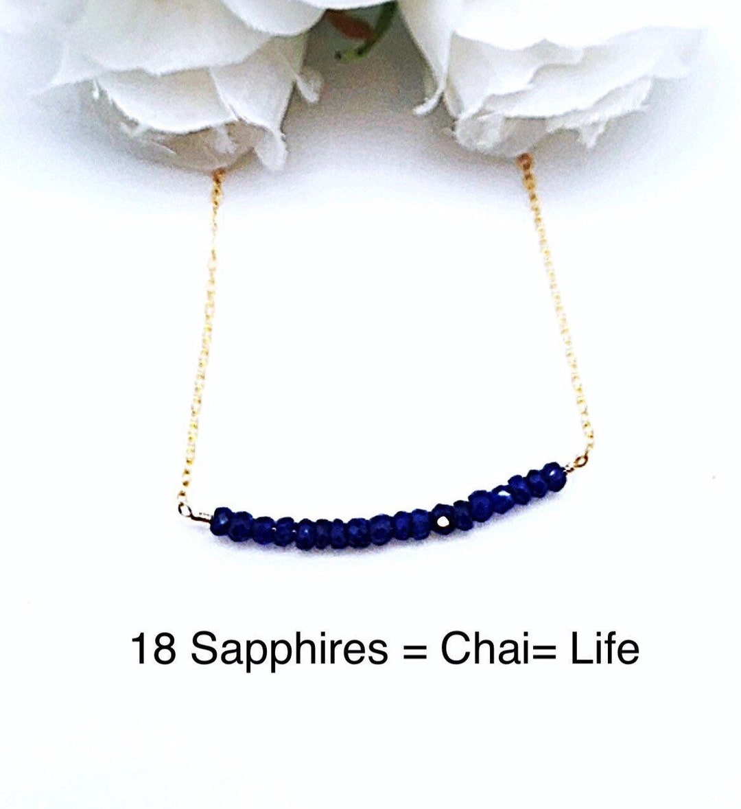 Sapphire Bar Minimalist Necklace, 18 Tiny Bead Sapphire Necklace, Tiny ...