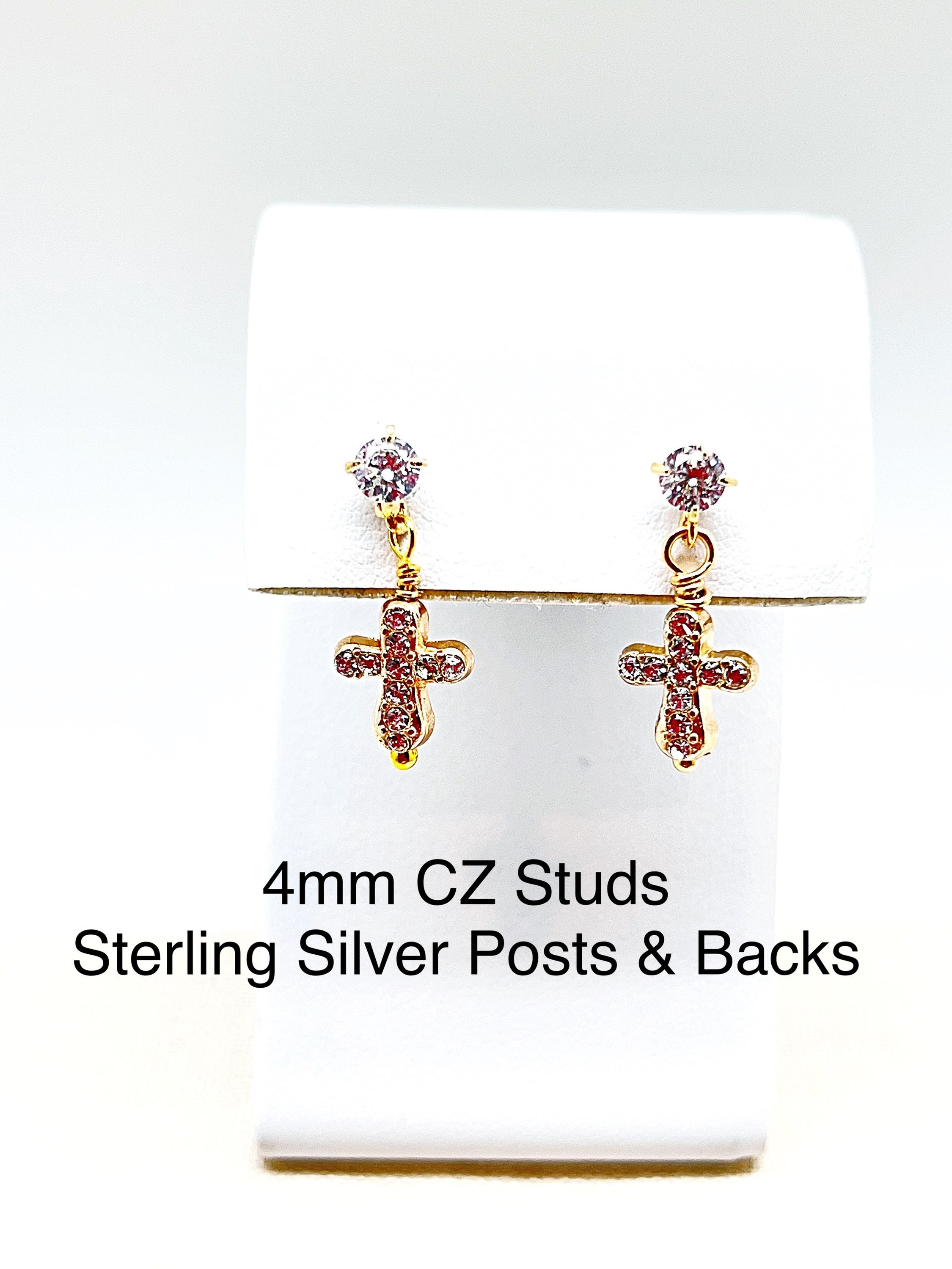Mini Crystal Gold Crosses on Your Choice of Earring Style-clip On, Stud ...