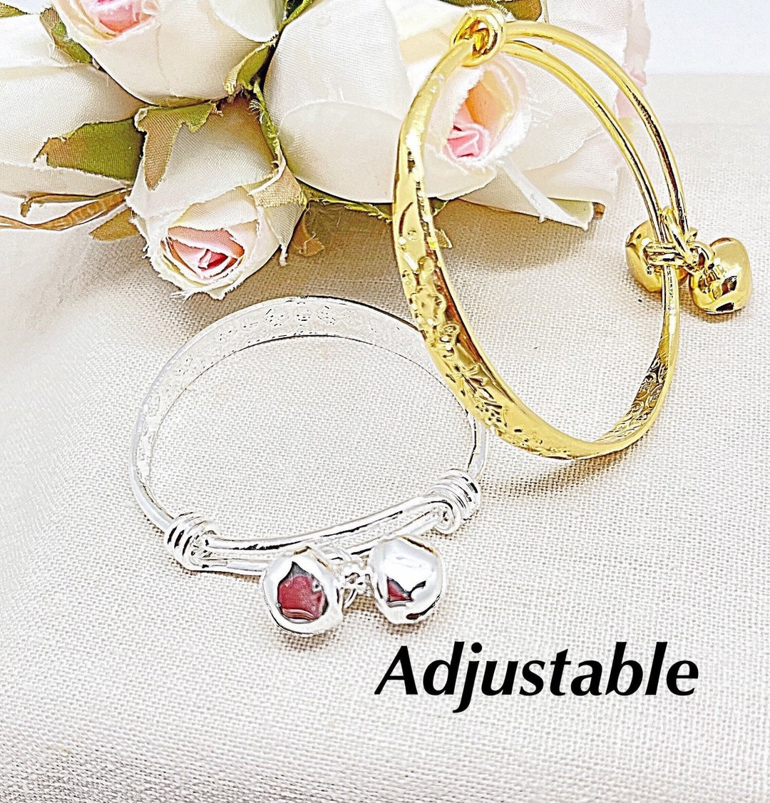 Baby/toddler Sterling or Gold Bells Engraved Two for One, Two Silver ...