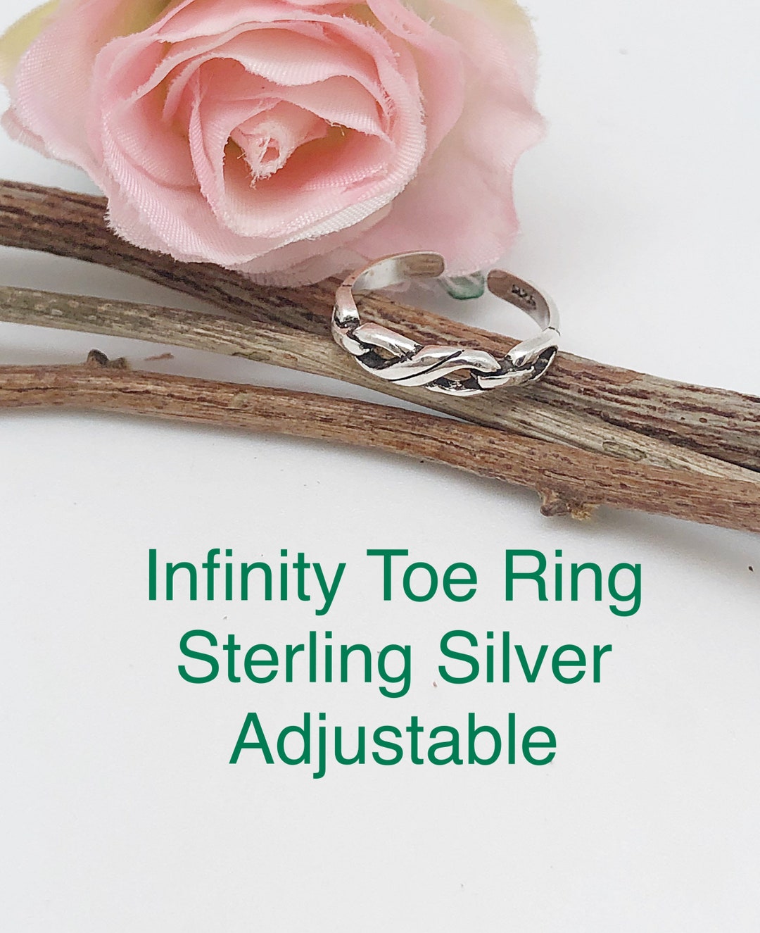 Sale Infinity Toe Ring Sterling Adjustable, Sale Sterling Chain Toe ...