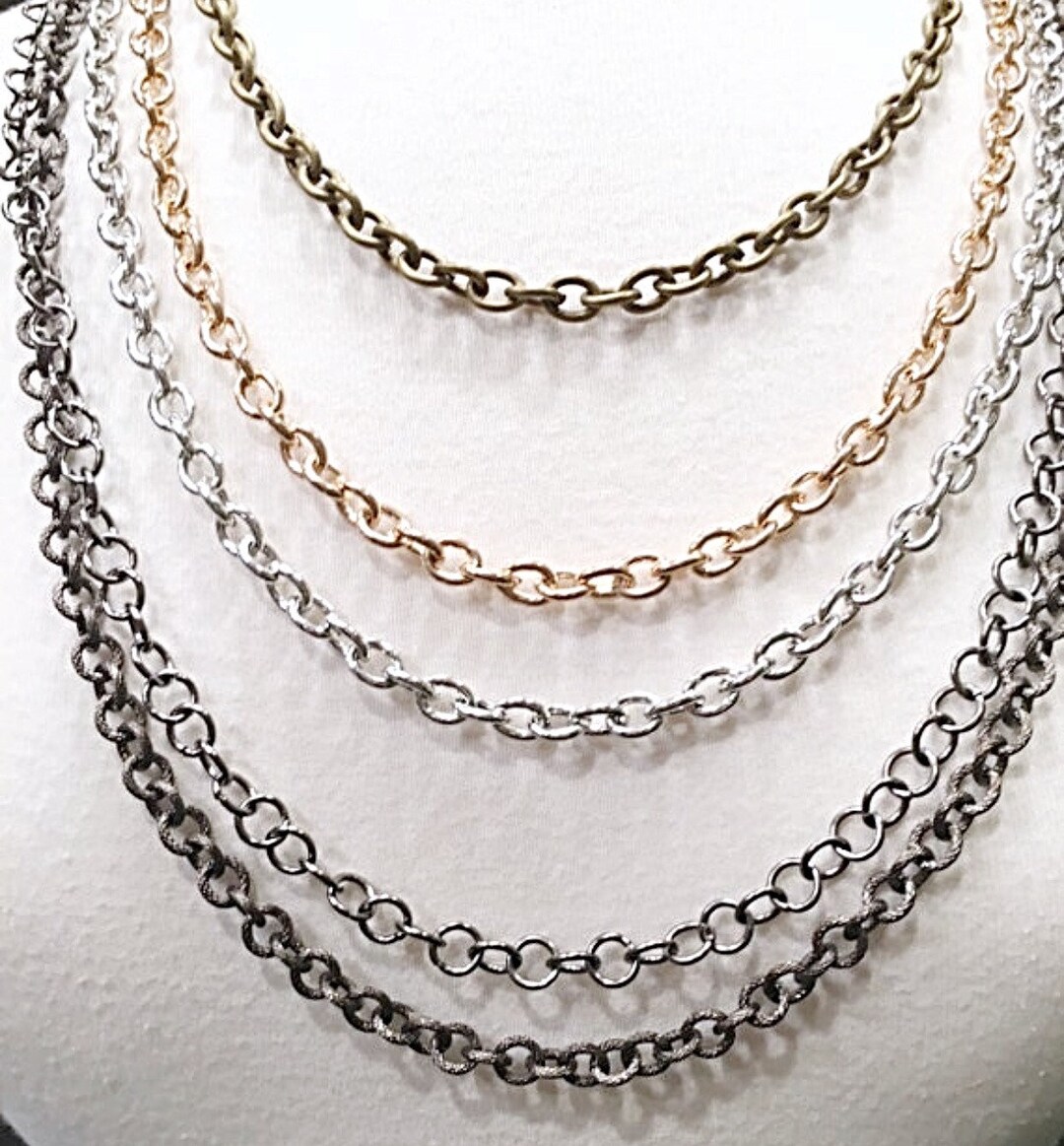 34" Metal Chain Necklaces, Long Chain Necklaces, Silver Chain, Gold ...