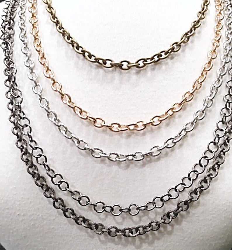 34" Metal Chain Necklaces, Long Chain Necklaces, Silver Chain, Gold ...