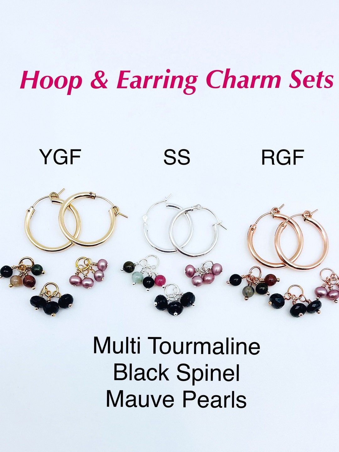 Hoops and Trio of Earring Cluster Charms Set, Changeable Charms Hoop ...