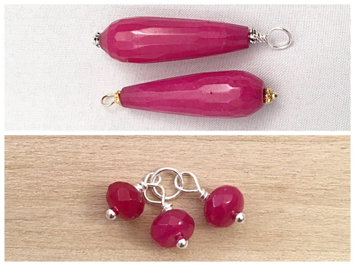 Interchangeable Berry Jade Teardrop Earring Dangle, Necklace Charm ...