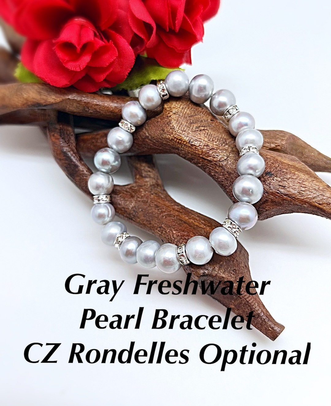 Freshwater Silver/grey Pearls With Crystals Bracelet for Anytime, Women ...