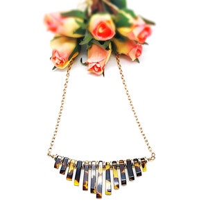 Tortoise Shell Graduated Fan Necklace in Silver or Gold, Tortoise Shell ...