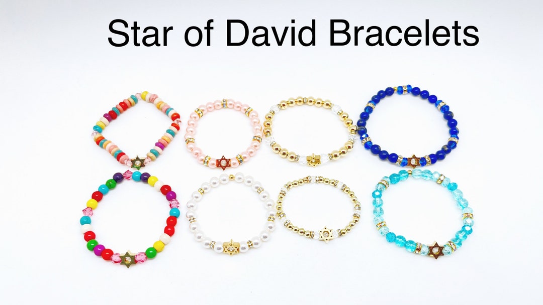 Gold Star of David Stretch Bracelets Child to Adult, Gold Stainless ...