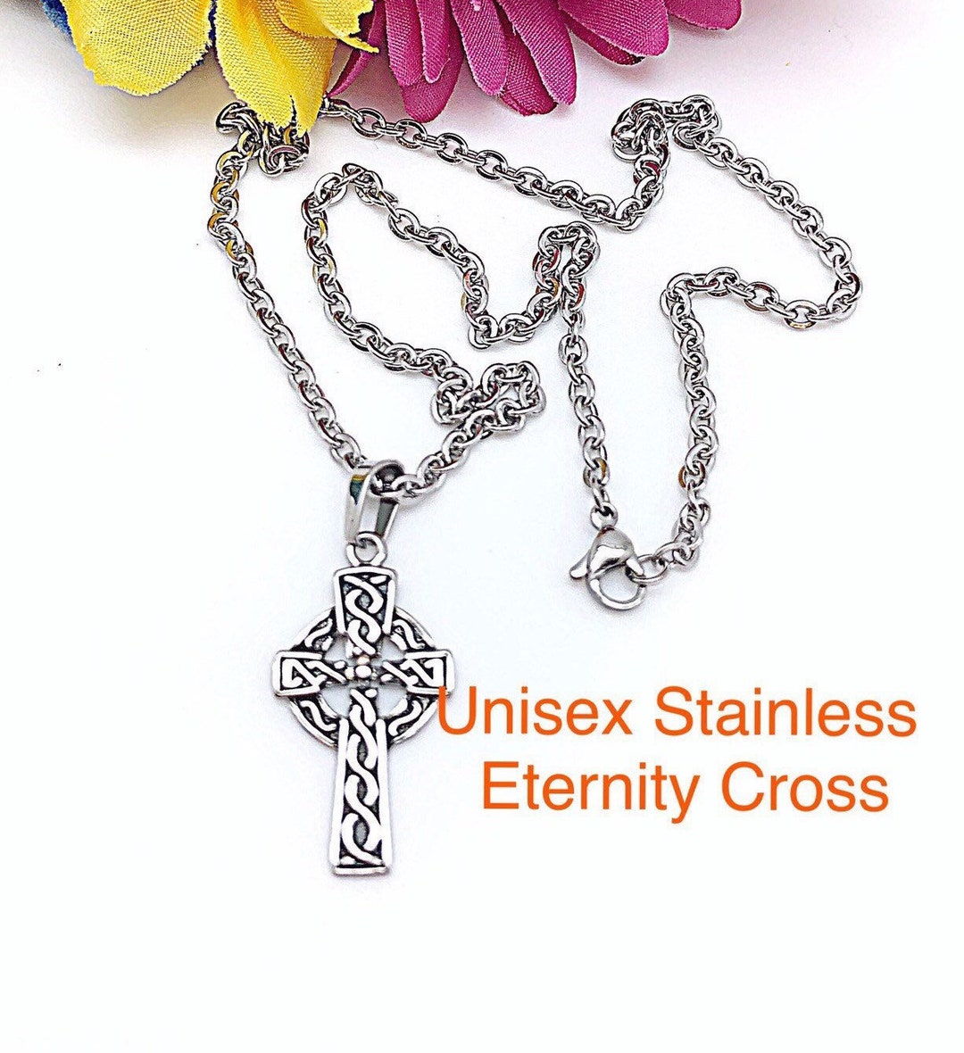 Stainless Celtic Eternity Cross Necklace, 1 1/2" Celtic Eternity Cross ...
