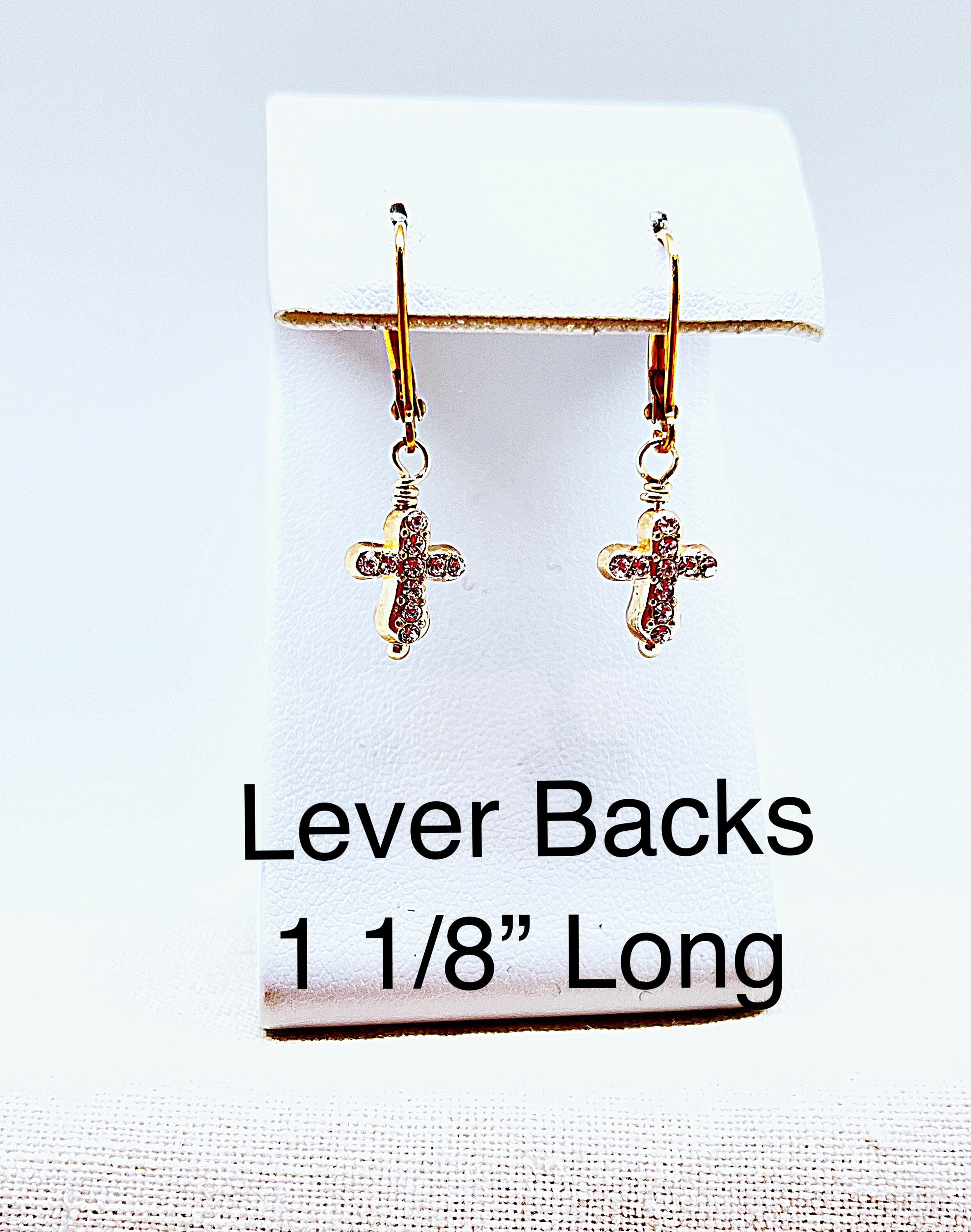 Mini Crystal Gold Crosses on Your Choice of Earring Style-clip On, Stud ...