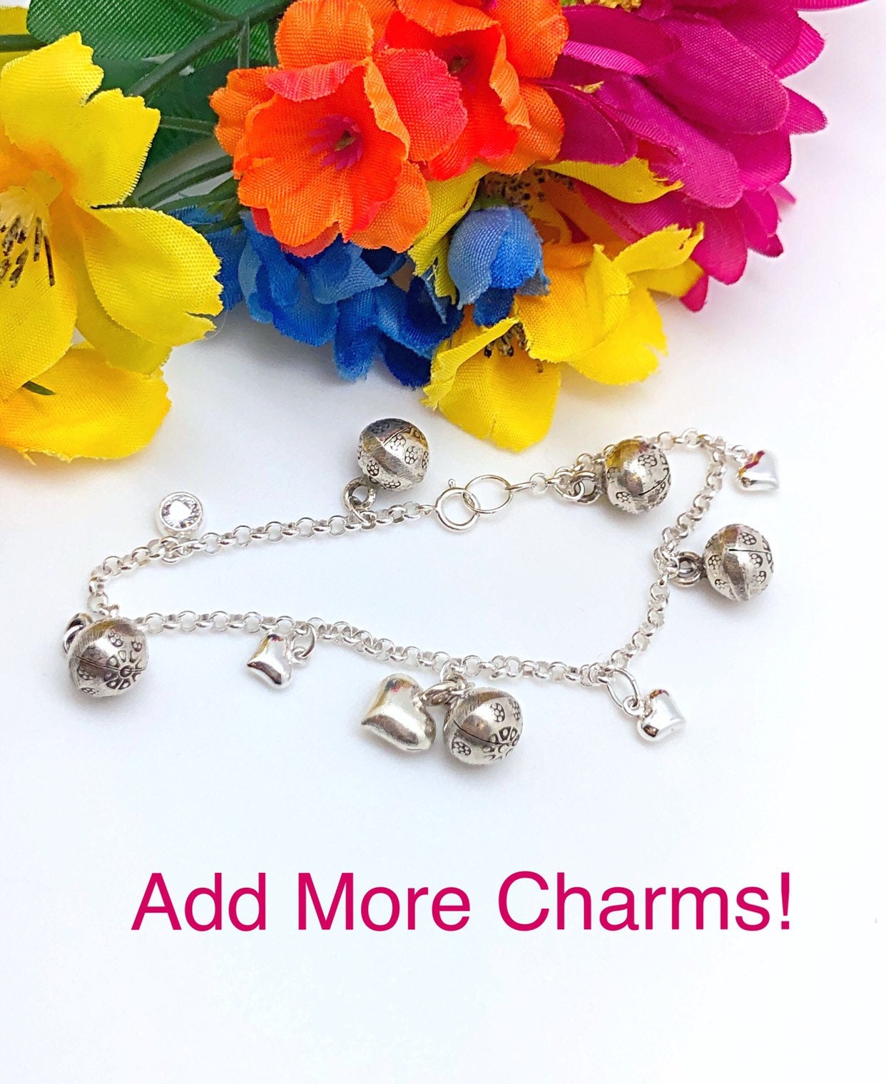 Baby/toddler Karen Hill Tribe Bells and Hearts Sterling Anklet or ...