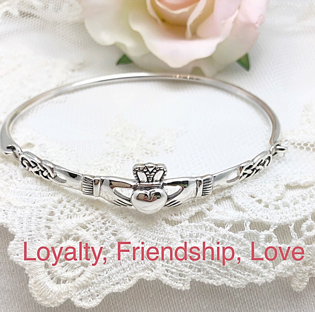 Sterling Claddagh Celtic Knot Oval Hinged Bangle, Claddagh Sterling One ...