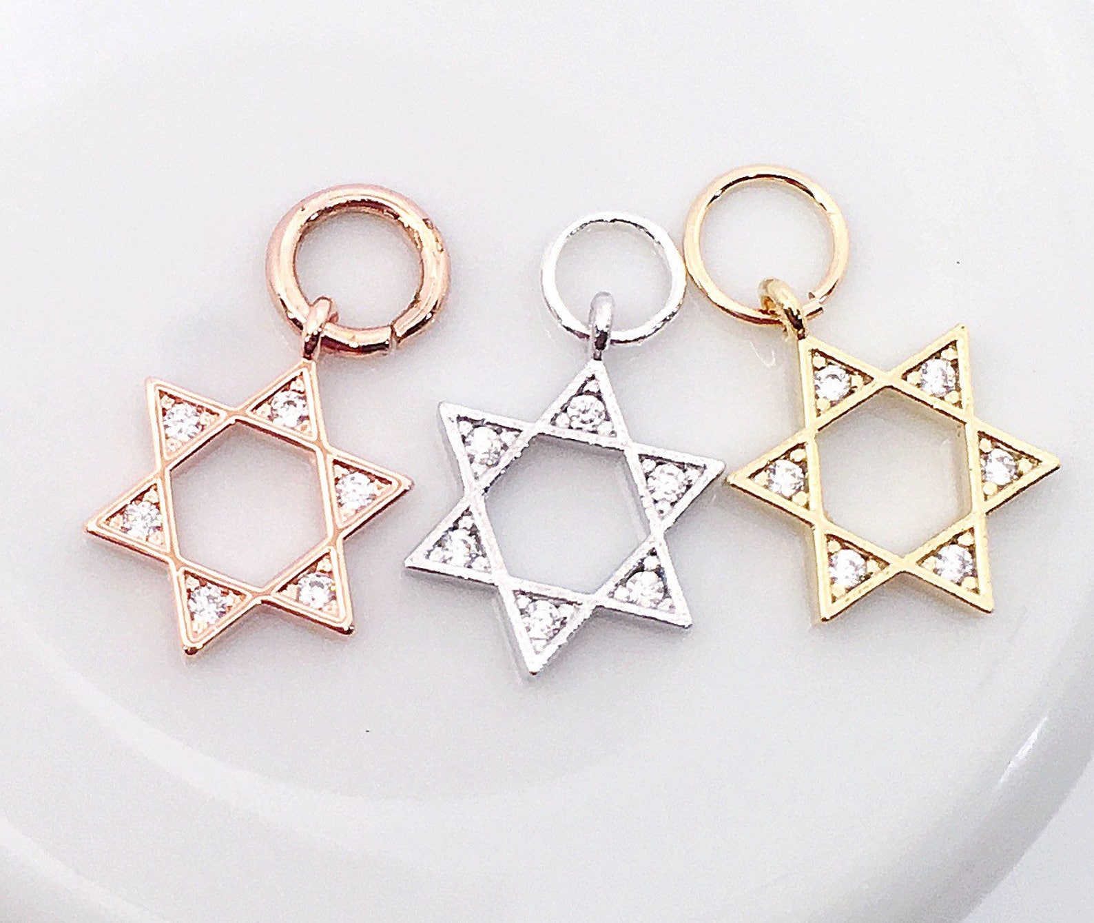 Interchangeable CZ Jewish Star Earring Charms Star of David - Etsy