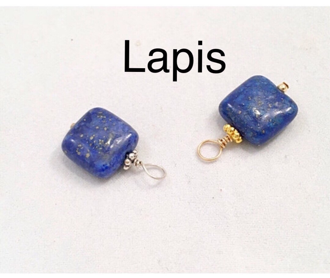 Square Lapis Interchangeable Earring Drop, Square Lapis Hoop Charm ...