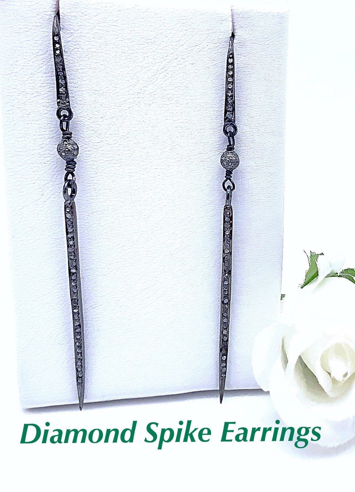 Diamond Long & Slender Spike Earring Versatile Diamond Spike | Etsy