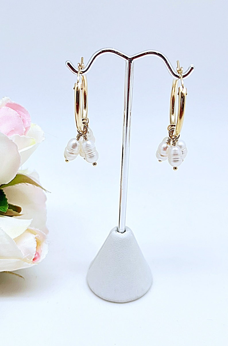 Kate Middleton Inspired Pearl Dangle Gold Filled Hoops - Etsy