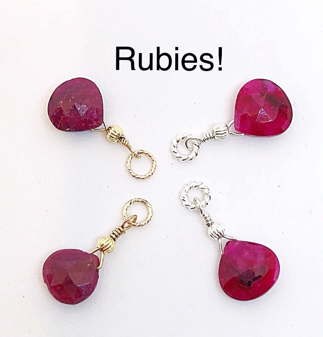 Interchangeable Ruby Heart Briolette Earring Charms, Natural Ruby ...