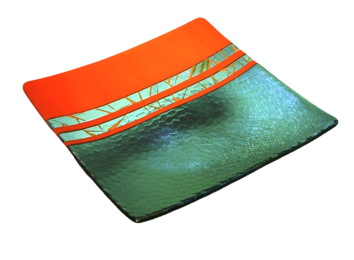 Emerald Art Glass Platter, Green Glass Platter, Fused Glass Platter ...