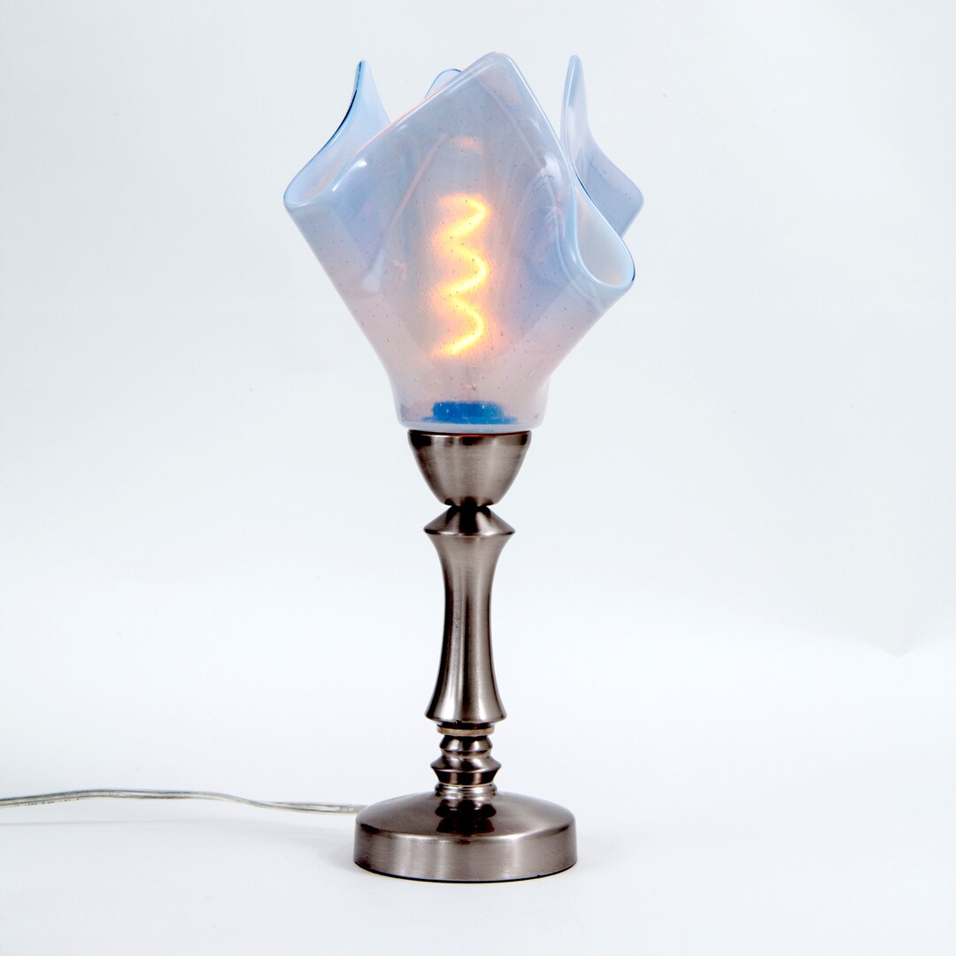 Opaline Fused Glass Table Lamp, Glass Shade, Art Glass Lamp, One of a ...