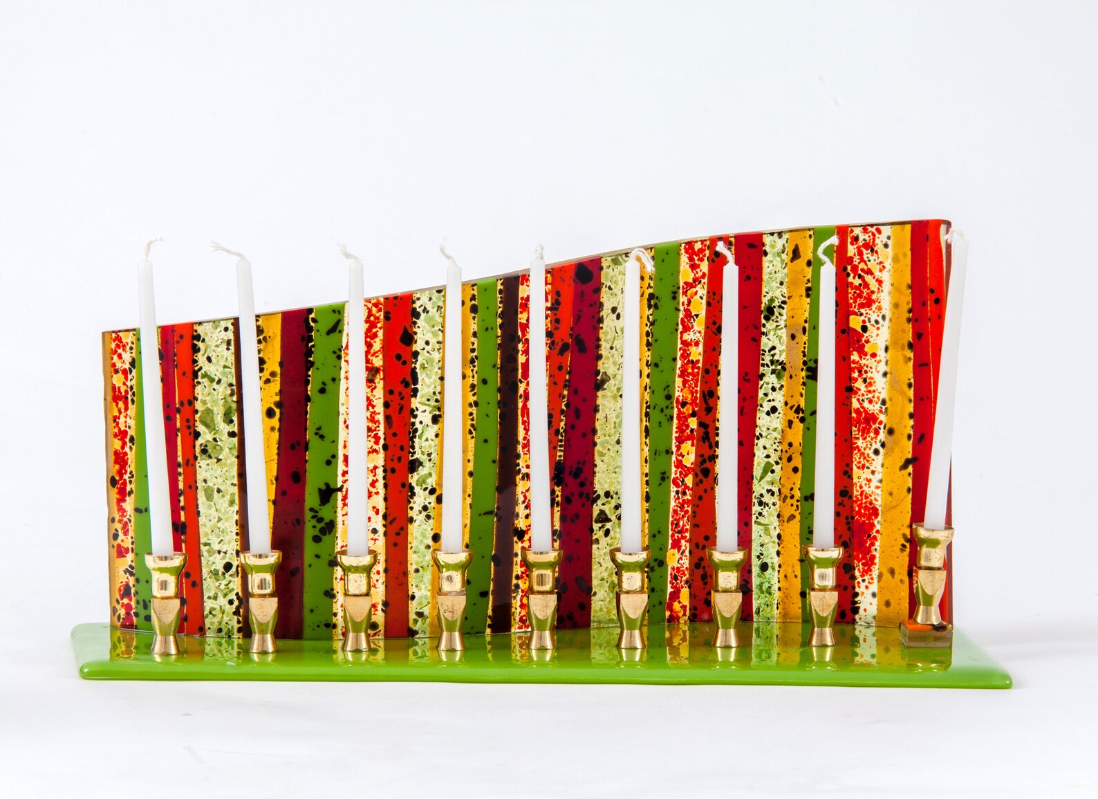 Forest Wave Menorah, Art Glass Menorah, Handmade, Collectibles, Judaica, Hanukkah Holiday ...