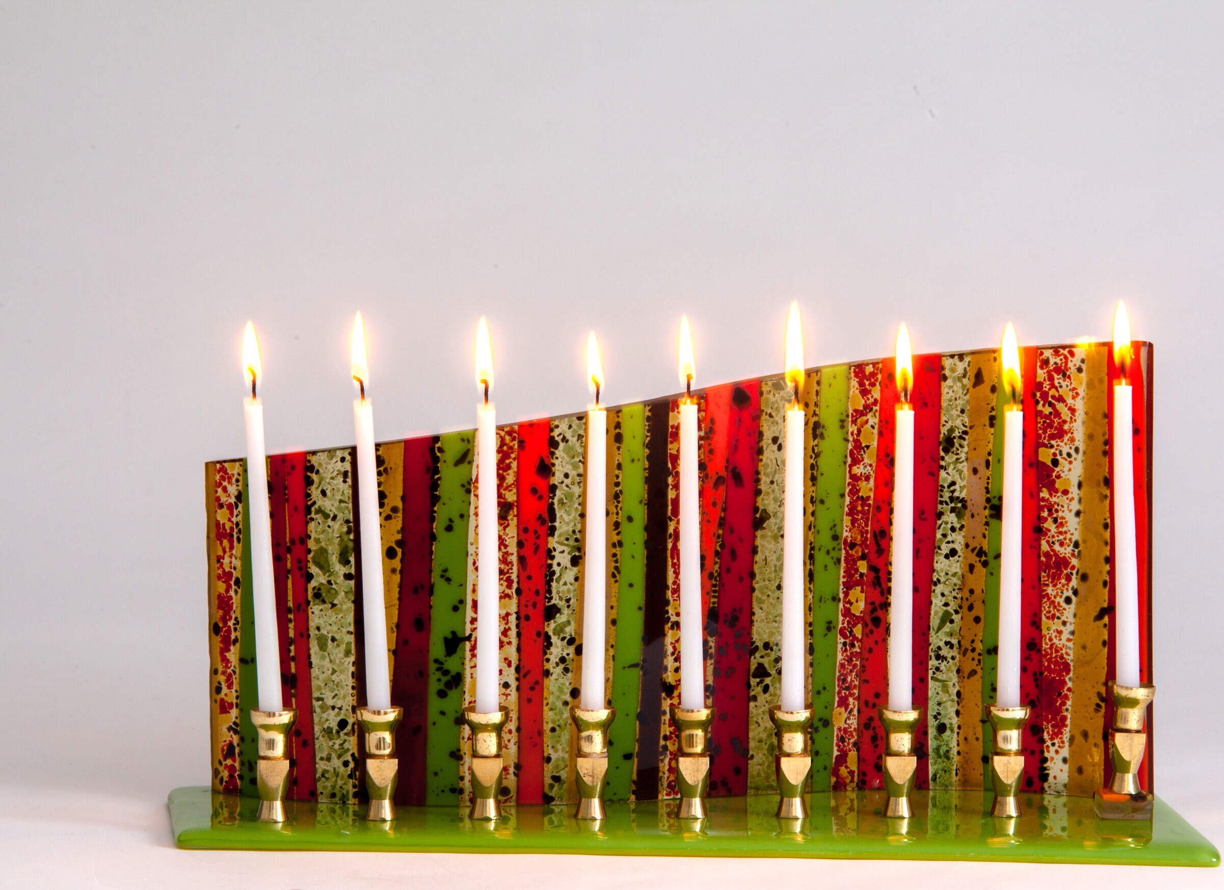 Forest Wave Menorah, Art Glass Menorah, Handmade, Collectibles, Judaica ...