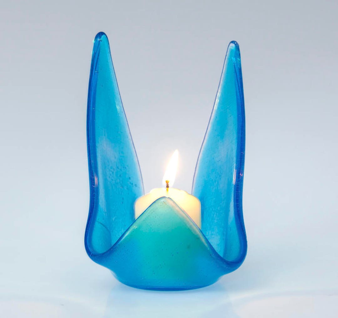 Fused Glass Votive, Glass Candle Holder, Turquoise Votive, Hostess Gift ...