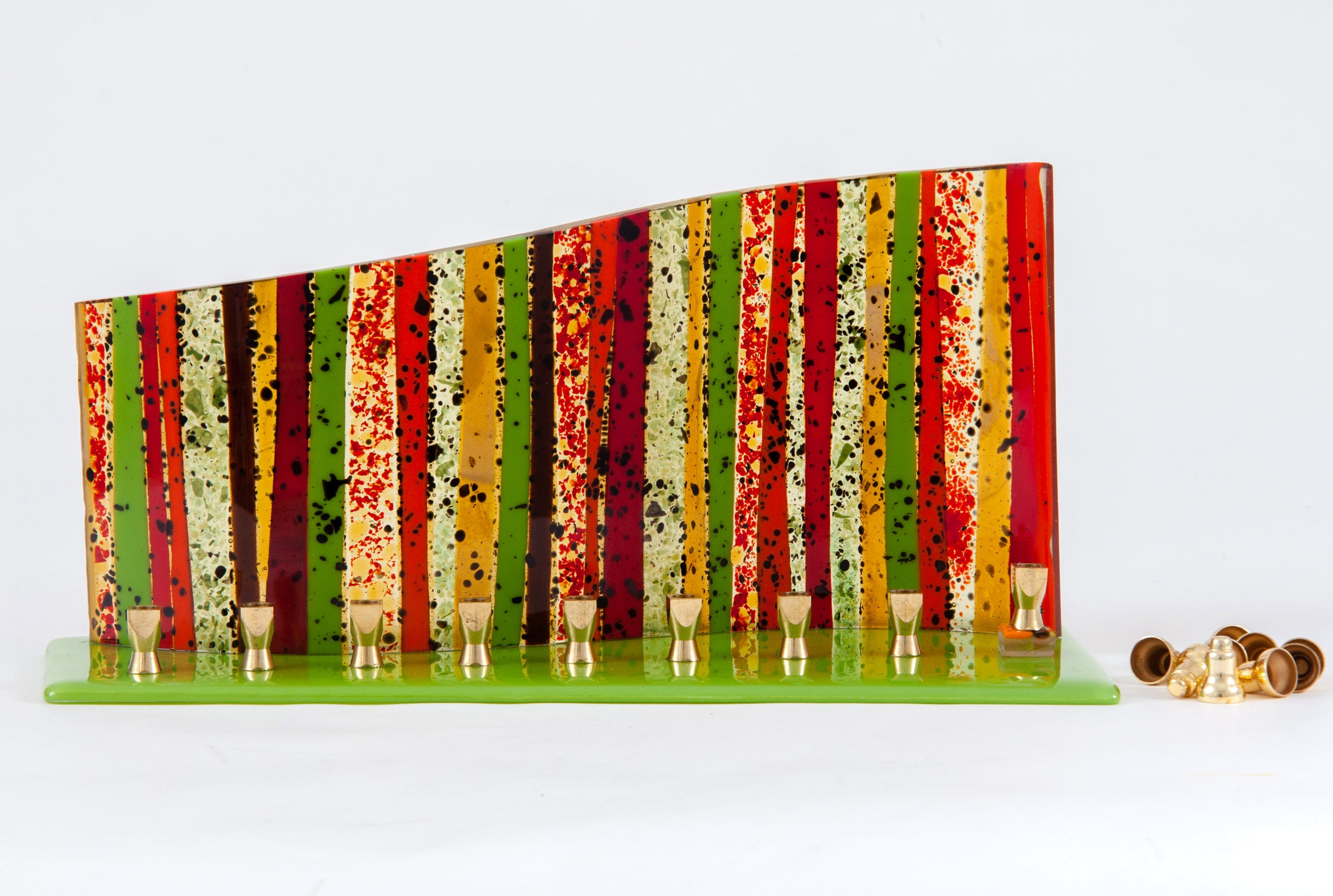 Forest Wave Menorah, Art Glass Menorah, Handmade, Collectibles, Judaica ...