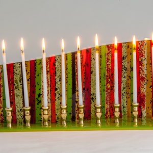 Forest Wave Menorah, Art Glass Menorah, Handmade, Collectibles, Judaica ...
