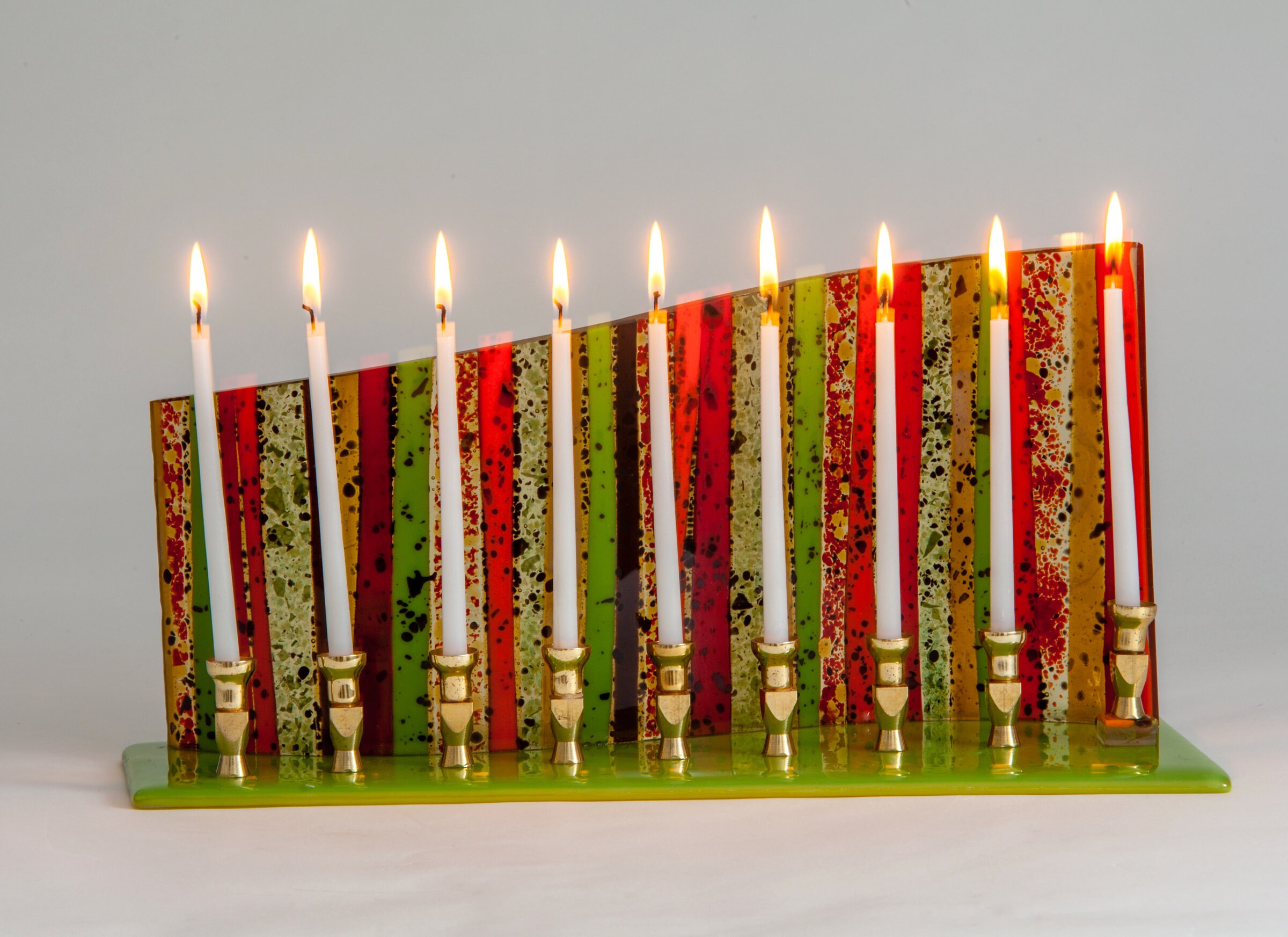 Forest Wave Menorah, Art Glass Menorah, Handmade, Collectibles, Judaica ...