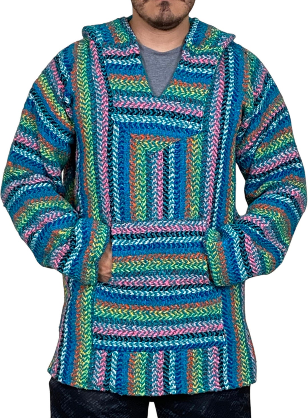 Mexican Baja Hoodie Multicolor Surfer Skater Drug Rug Jacket - Etsy
